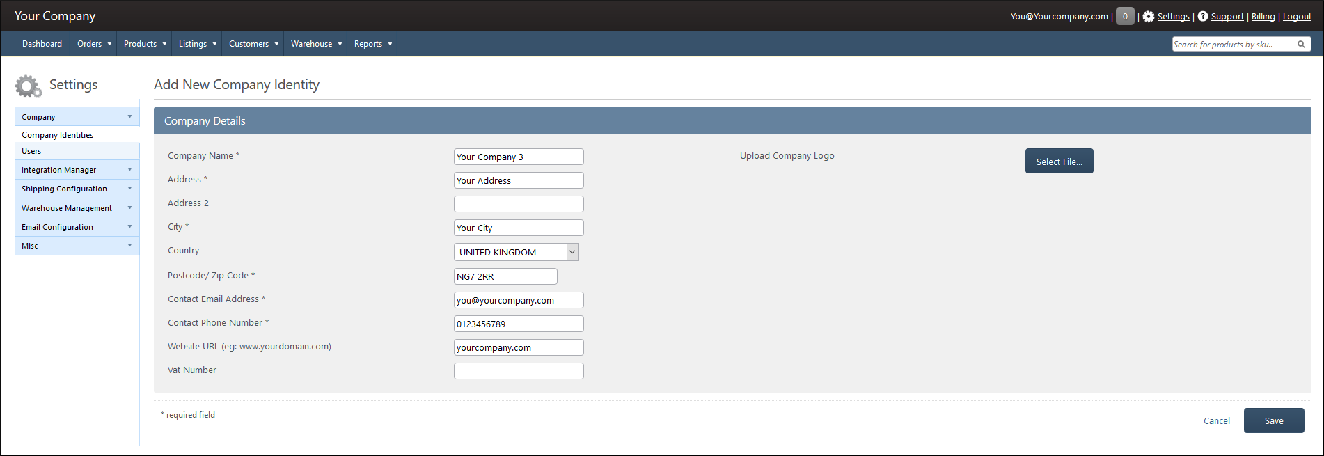 Create a Company Identity in StoreFeeder – StoreFeeder