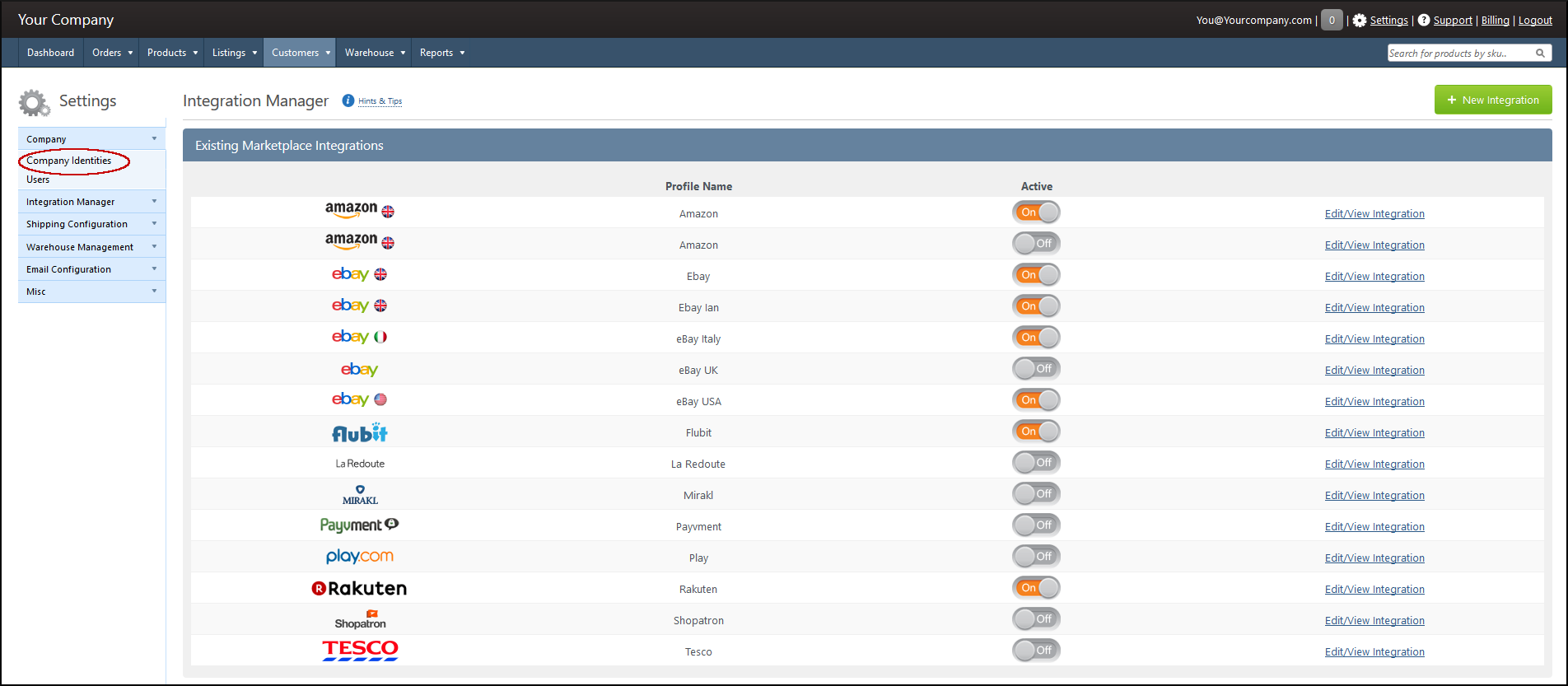 Create a Company Identity in StoreFeeder – StoreFeeder