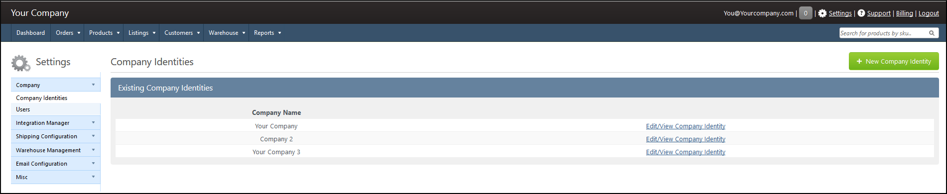 Create a Company Identity in StoreFeeder – StoreFeeder