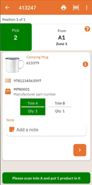 Tote picking through the App – StoreFeeder