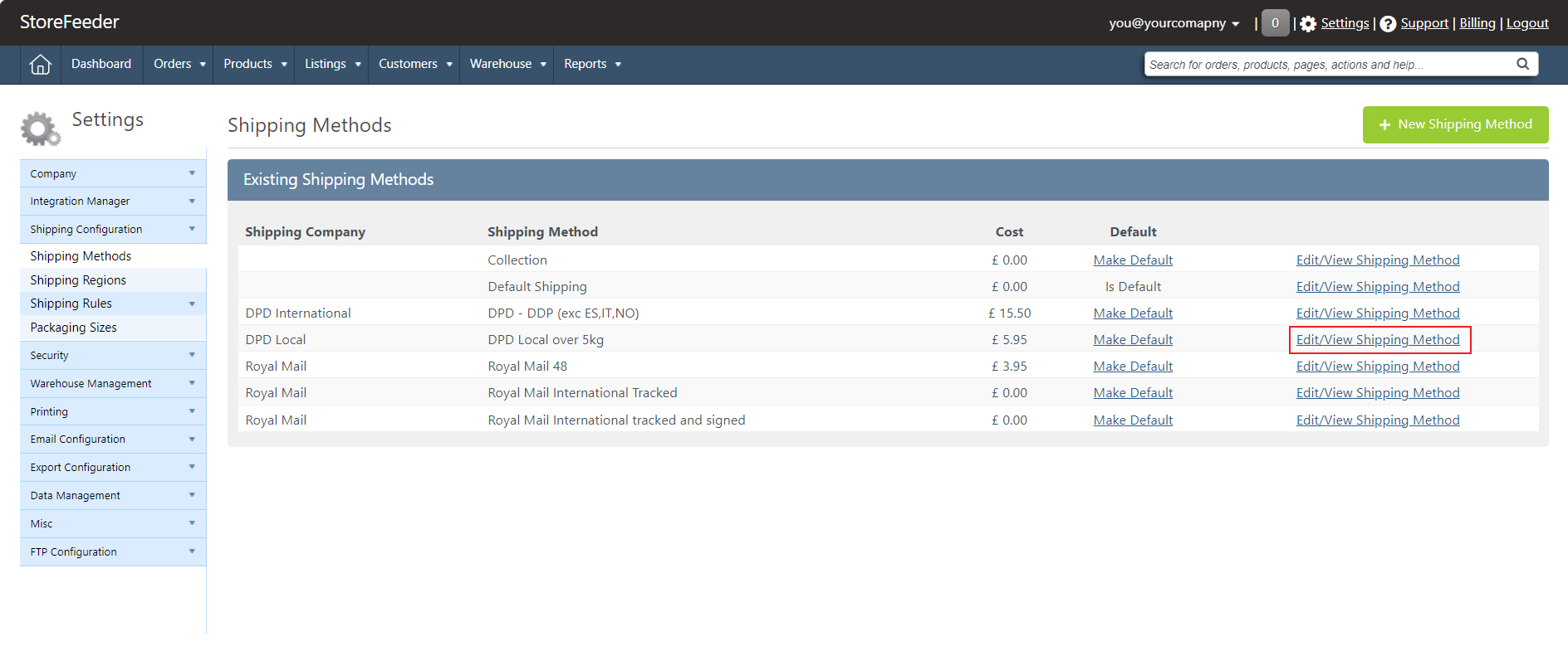 Setting Courier Label Type – StoreFeeder