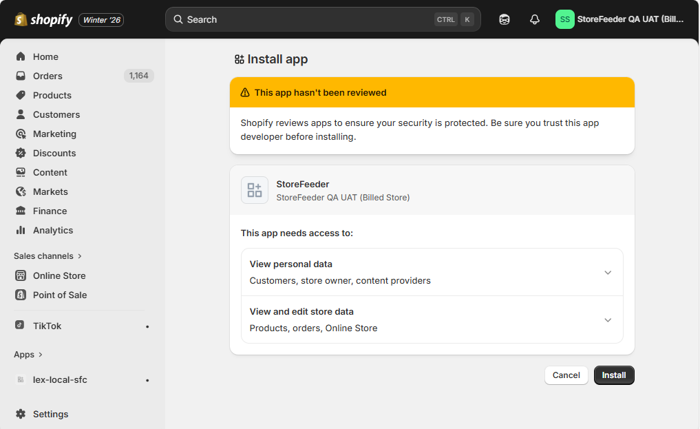 Connecting Shopify to StoreFeeder using a Custom App – StoreFeeder